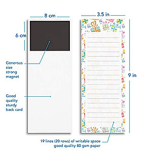 Peach Tree Shade Magnetic Notepads, 6-Pack 60 Sheets Per Pad 3.5” x 9”, for Fridge, Kitchen, Shopping, Grocery, To-Do List, Memo, Reminder, Note, Book, Stationery, (Funnotes)