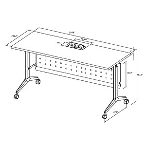 WorkPro® AnyPlace Flip-Top Nesting Training Table With Modesty Panel, 60"W x 29-1/2"H x 24"D, Walnut/Silver