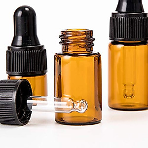 50 Pack,3ml Amber Glass Dropper Vial for Essential Oils,Empty Glass Eye Dropper Bottle With Black Screw Cap,Glass Liquid Pipette Travel Test Sample Perfume Vial-Transfer Pipette Included