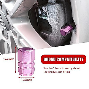 Ziciner 8 PCS Car Tire Valve Caps, Aluminum Alloy Wheel Valve Stem Covers with Rubber Ring, Corrosion Resistant Leak-Proof Tire Valve Cap Set, Universal for SUV, Truck, Motorcycle, Bike (Pink)