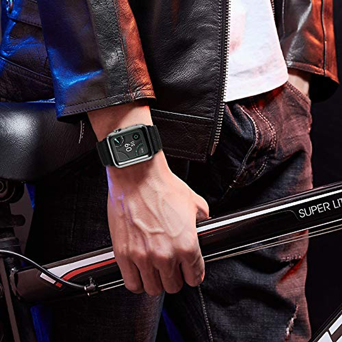 ENJINER Stretchy Nylon Solo Loop Bands Compatible with Apple Watch 38mm 40mm 41mm 42mm 44mm 45mm 49mm Ultra iWatch Series 8 7 SE 6 5 4 3 2 1 Strap, Sport Elastic Braided Women Men No Buckles Clasps Replacement Wristband, Black 42/44/45/49mm M