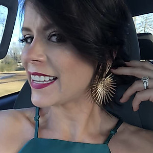 TIANHONGYAN Bohemian Heart Dangle Earrings Studs Gold Star Statement Earrings Flower Geometric Exaggerated Fan-Shaped Earrings Punk Minimalist Ear Jewelry for Women (Gold)