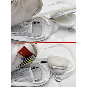 Jonnick Fleece Modular Phone Crossbody Bag Cell Phone Wallet Purse Sherpa for Women Fashionable | Mini Shoulder Handbag Messenger Bag Wallet (Fleece White)