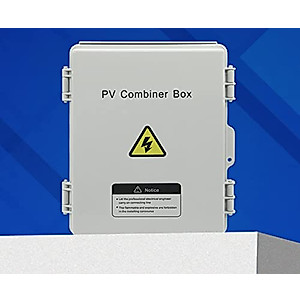 6 String Combiner Box for Solar Panel System, Solar Combiner Box with Lightning Arrest 63A Circuit Breaker 15A Rated Current Fuse IP66 Waterproof