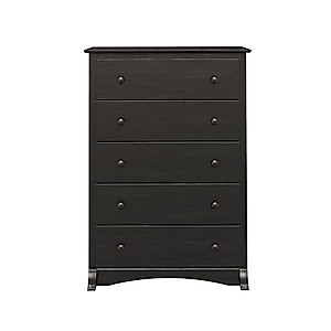 Prepac Sonoma Traditional 5-Drawer Tall Dresser for Bedroom, Functional Bedroom Dresser Chest of Drawers 17.75" D x 31.5" W x 44.75" H, Washed Black