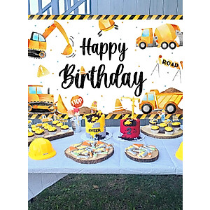 Lopeastar Construction Backdrop Banner Birthday Party Supplies, Large Size 3 x 5Ft Construction Party Decorations for Boys Yellow