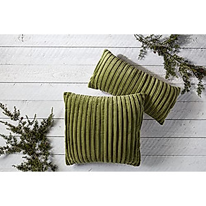 Mud Pie Green Velvet Pillow, 22" x 11", Lumbar 137 Count
