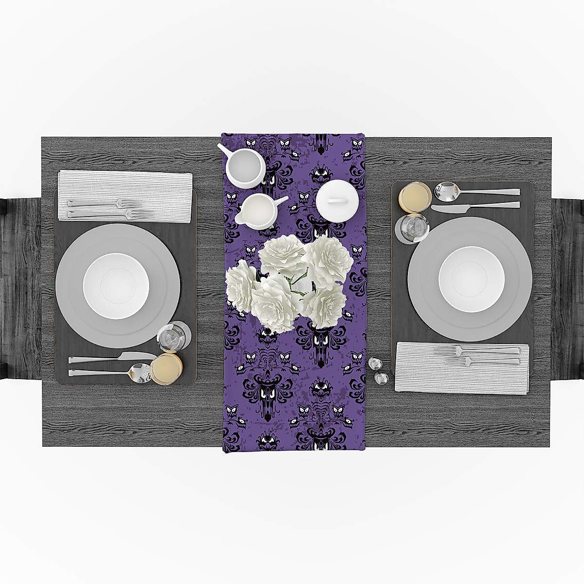 Halloween Table Runner Party Supplies Fabric Decorations for Wedding Birthday Baby Shower 13x70inch Haunted Mansion