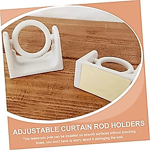 Zerodeko 4 Sets Telescopic Clothes Rail Drapery Hooks Clothes Hanger Hooks Telescoping Curtain Rod Brackets for Shelves Shower Curtain Rod Telescoping Pole Small Tension Rod Extending Pole