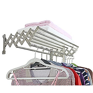EAFTOS Retractable Folding Material Wall Mounted Drying Rack Stainless Steel Clothes Drying Rack for Bathroom Kitchen Hotel
