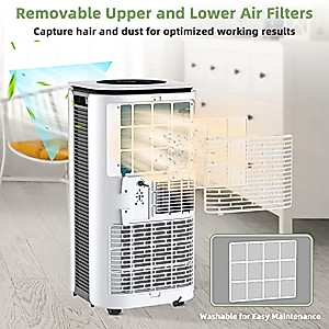 COSTWAY Portable Air Conditioner, 9000BTU Personal Air Conditioner with 2 Wind Speeds, Remote Control, 24H Timer, Window Kit, 350 sq.ft, Smart Portable AC Unit with Sleep Mode, Suitable for Home & Office Use, Energy-saving, White