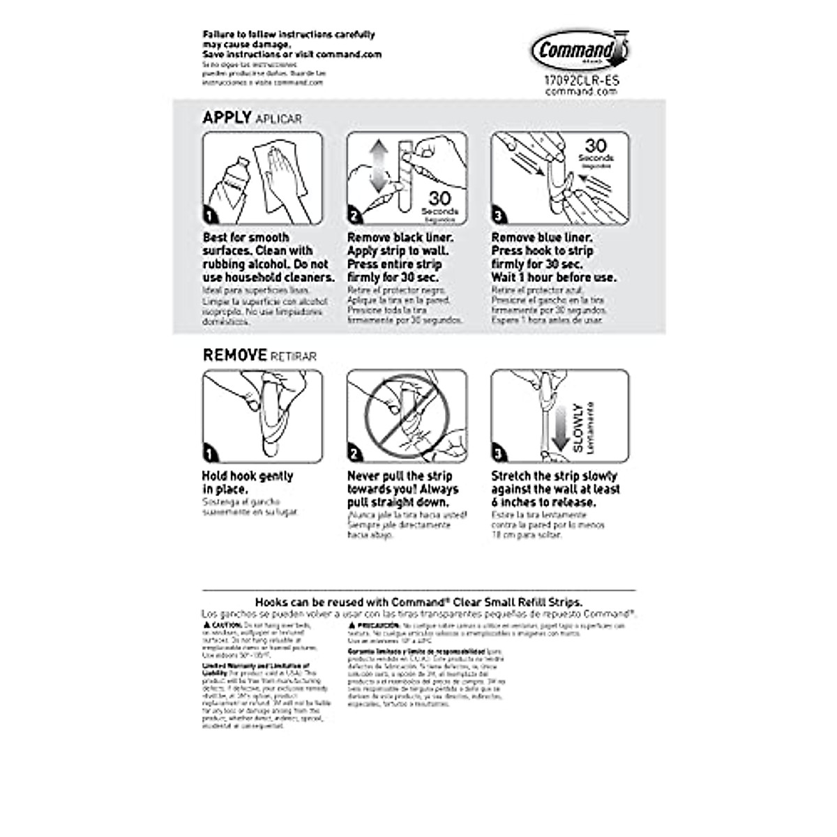 Command Small , Damage Free Hanging Wall Hooks with Adhesive Strips, No Tools Wall Hooks for Hanging Decorations in Living Spaces, 2 Clear Wall Hooks and 4 Command Strips