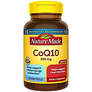 Nature Made CoQ10 100 mg, Dietary Supplement for Heart Health Support, 120 Softgels, 120 Day Supply