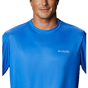 Columbia Men's Terminal Tackle PFG State Triangle Long Sleeve, Moisture Wicking, UV Sun Protection, Vivid Blue/Tn Flag, 5X Tall