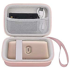 Elonbo Hard Carry Case for Fujifilm Instax Mini Link 2 / Fujifilm Instax Mini Link Smartphone Printer, Instant Photo Printer Travel Protective Case, Extra Mesh Pocket Fits Film Charger, Rose Gold