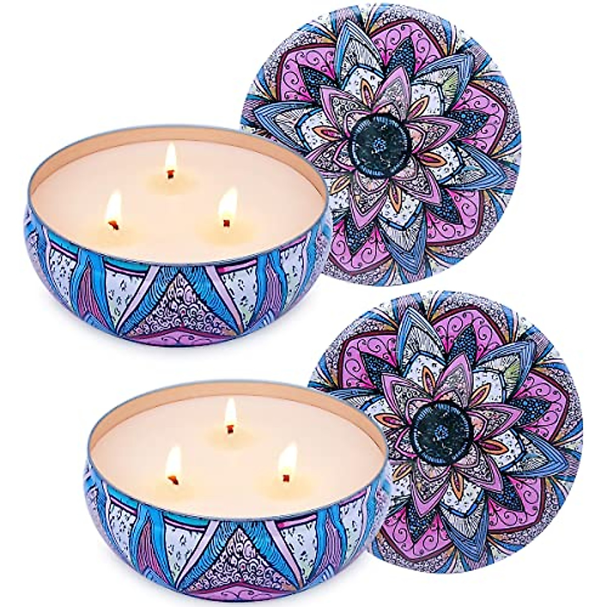 Iwaxlife Outdoor Citronella Candles, 3 Wicks 2X 13.5oz Citronella Scented Candle Large Size, Made from Natural Soybeans Outdoor Indoor Home Yard, Summer Gift Candle Gifts