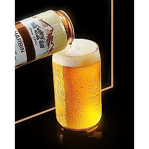 BaveL Large Beer glasses,20 oz Can Shaped Beer Glasses Set of 4,Elegant Shaped Drinking Glasses is Ideal Gift,Tumbler Beer Glasses Great for Any Drink and Any Occasion