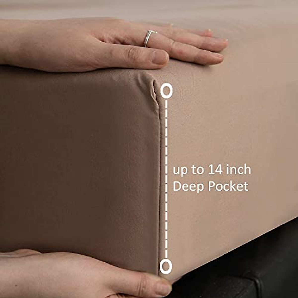 ORIENT Microfiber King Sheets Set,Hotel Luxury Soft Microfiber Bed Sheets Set,Extra Easy Fit Home Sheet Set, Wrinkle, Fade, Deep Pocket Fitted Sheet,Bedding Flat Sheet, Pillow Cases (Beige, 4-Piece)