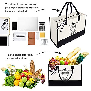 50th Birthday Gifts for Women, Canvas Tote Bag with Zipper Suitable for 50 Year Old Birthday Gifts for Women, 50th Birthday Decorations for Women