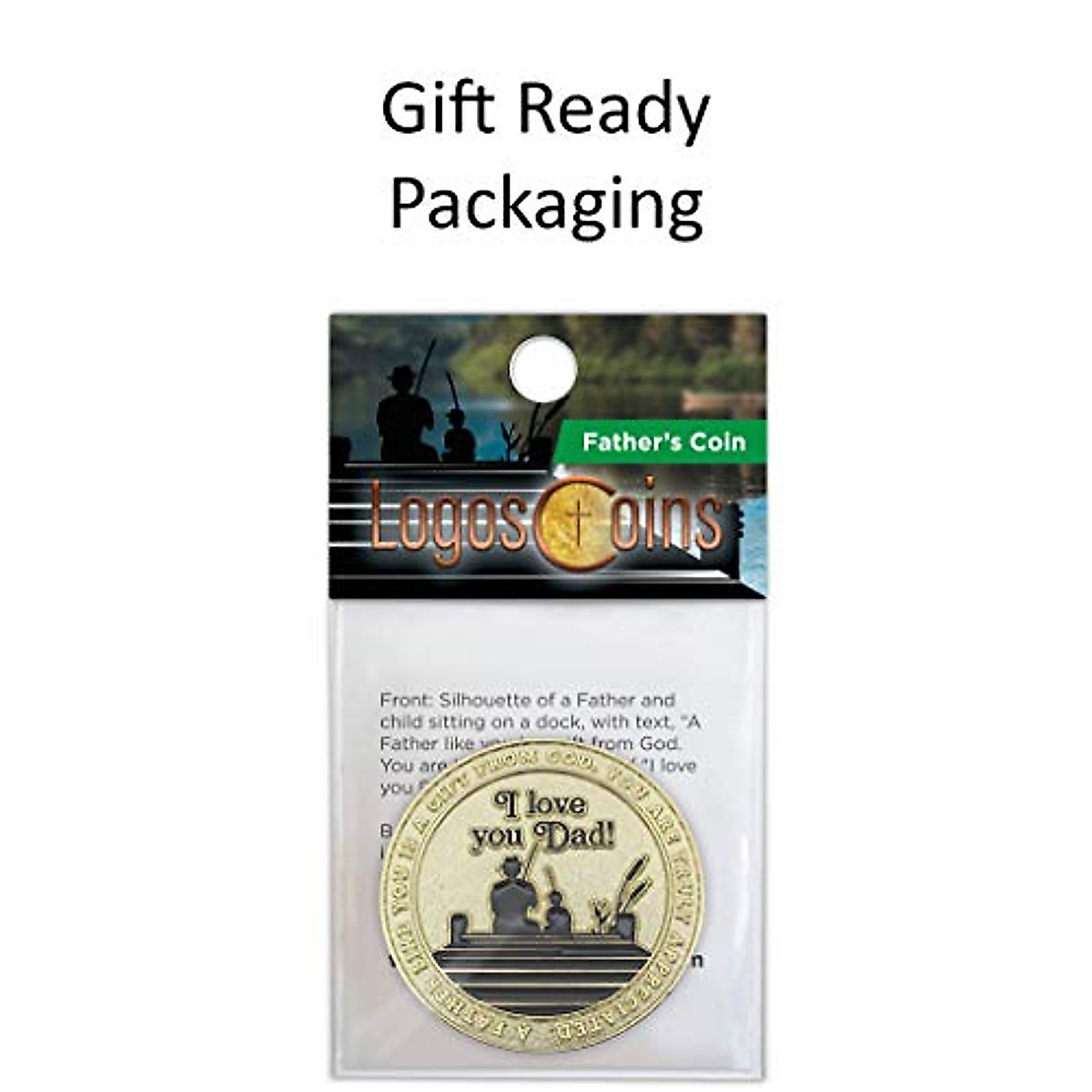 Father's Coin, I Love You Dad Token of Appreciation, Gold-Color Plated Challenge Coin, Proverbs 20:7, Man of God, Unique Gift Idea for Dads & Grandfathers, from Daughter, Sons or Wife