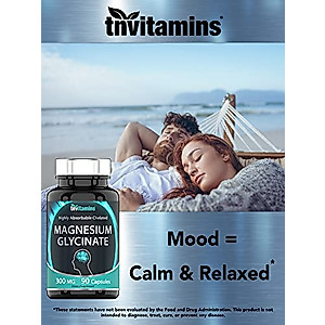Chelated Magnesium Glycinate Capsules (300 MG x 90 Count) for Women & Men | AKA Magnesium Bisglycinate | Highly Absorbable | Calm, Sleep, Muscle, Nerve, & Stress Support* | by TNVitamins