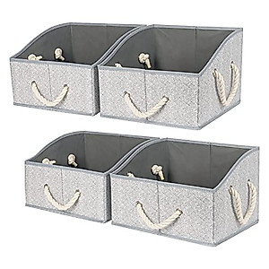 Kntiwiwo Closet Storage Bins Trapezoid Storage Baskets,Fabric Foldable Storage Bins for Shelves, Closet Bin Organizer and Storage Bins with Handles for Living Room Bedroom Office, Gray, 4-Pack
