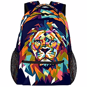 Lion Backpacks for Girls Boys, Abstract Lion Travel Backpack Laptop Backpack Waterproof School Backpack Bookbags for Teens Kids Backpack with Multiple Pocket Hiking Daypack Casual Bag