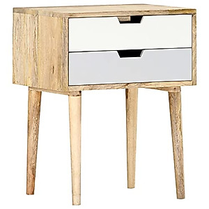 Side Table with Drawers, Furniture Small Space, Modern nightstand end Table, Bedside Cabinet 18.5"x13.8"x23.2" Solid Mango Wood Suitable for Living Room, Bedroom Bedside.