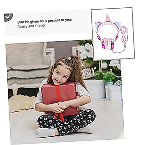 UKCOCO Headphones with mic Noise canceling Headphones Noise Cancelling Headphone Headphones for Computer Headphones for Cat Ear Game Headset Pink Headphones abs with Wheat