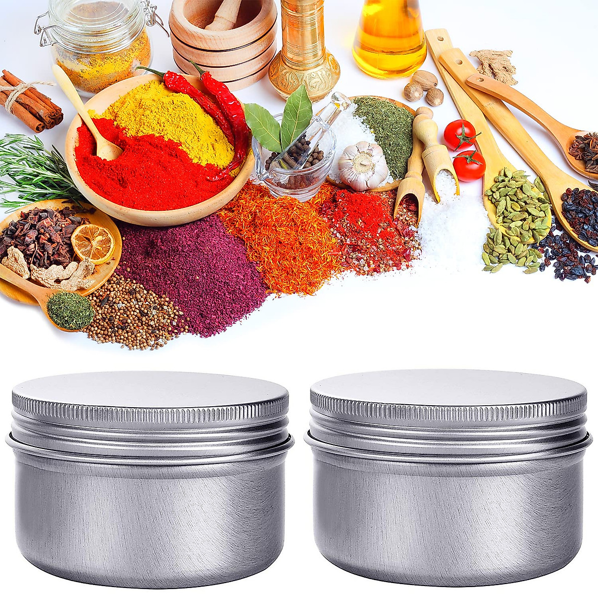 6 Ounce Aluminum Cans 180 mL Screw Lid Metal Storage Tins Containers for Storing Spices, Candies, Lip Balm, Candles, 12 Pcs.