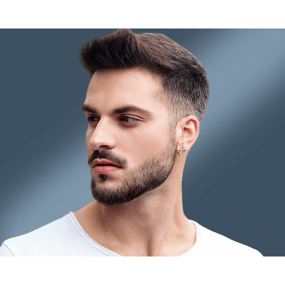 DYUNQ Cross Moissanite Gold Earrings in Sterling Silver for Women and Men, Hypoallergenic Stud Earrings for Sensitive Ears, Christian Faith Valentine's Day Jewelry Gifts