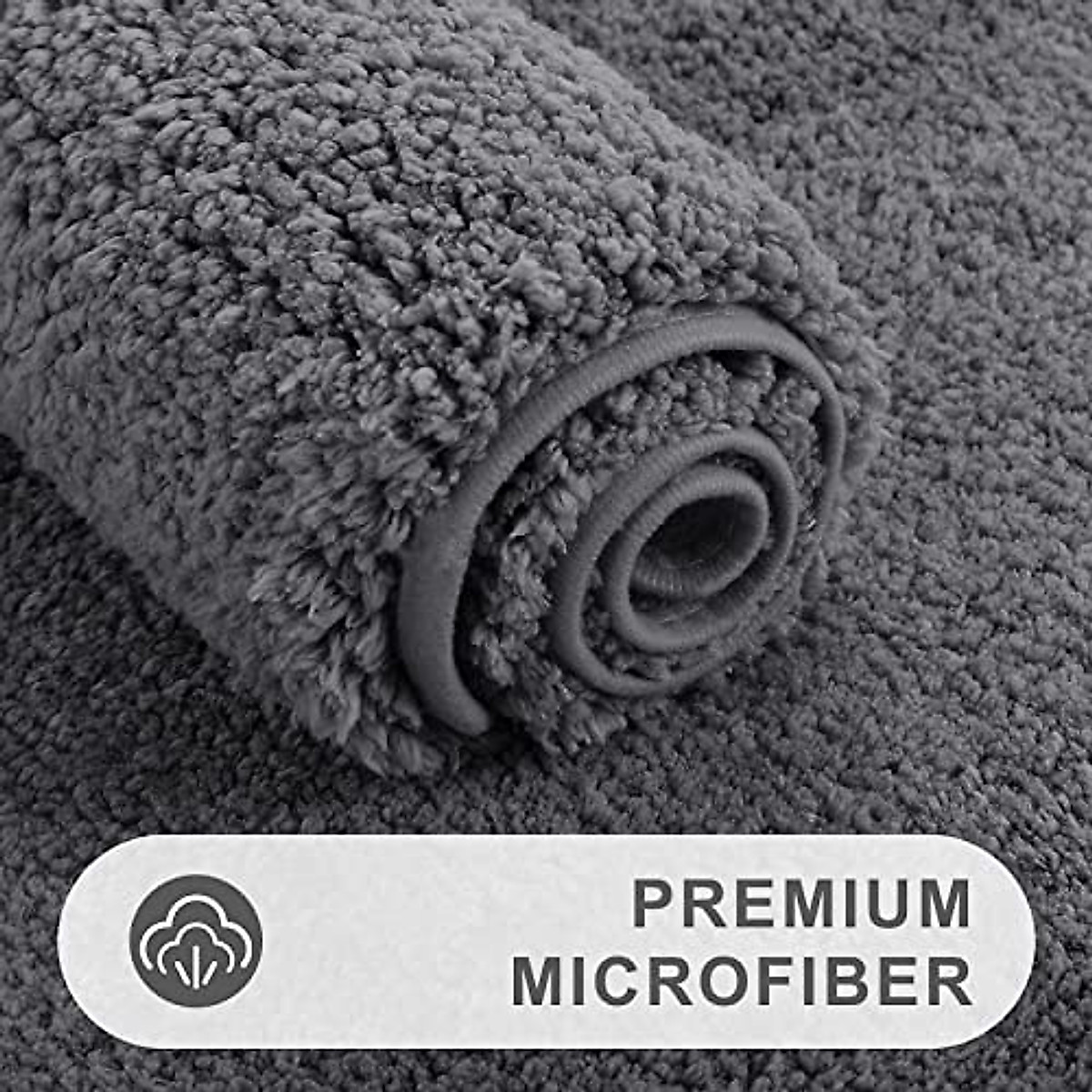 Buganda Microfiber Bathroom Rugs (24 x 17, Grey) Shaggy Soft and Absorbent, Non Slip, Thick Plush, Machine Washable Bath Mat and Bath Rugs for Bathroom