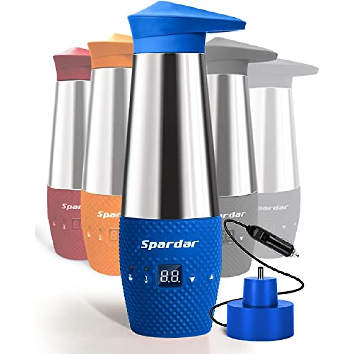 Car Kettle 12V, Portable Car Kettle Water Boiler with Temperature Control, Stainless Steel Inner, Quick Boiling, Auto Shut-Off, Leak Proof and Boil-Dry Protection, 348ml