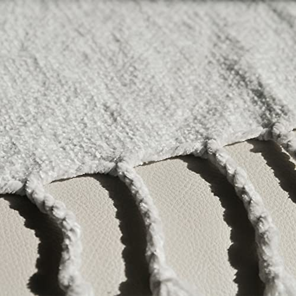 Soft Textured Lightweight Chenille Throw Blanket with Fringe for Travel Bed Sofa and Couch, Light Grey 50 x 60 Inches