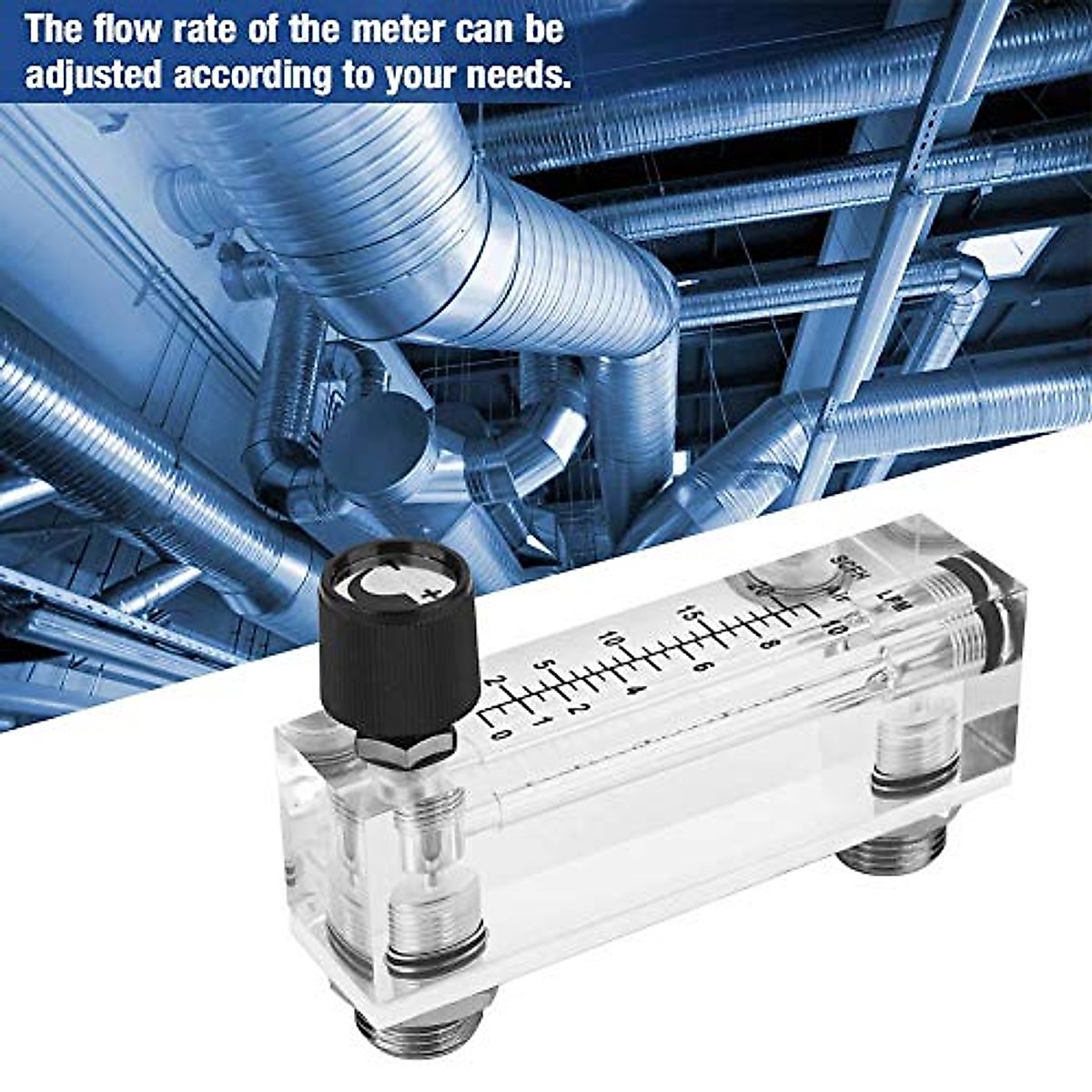 Gas Flowmeter LZM-6T Flowmeter Panel Type Flowmeter Acrylic PMMA Adjustable Panel Type Gas Flow Meter Tester 1~10LPM 1/4"BSP M181.5 with Control Valve for Oxygen Air Gas