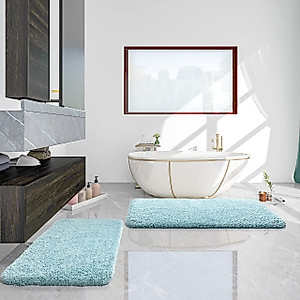 YIHOUSE Thick Microfiber Bathroom Rug Soft Bath Mat for Bathroom Machine Washable Non Slip Absorbent Shower Carpet Rug 17" X 24" Teal