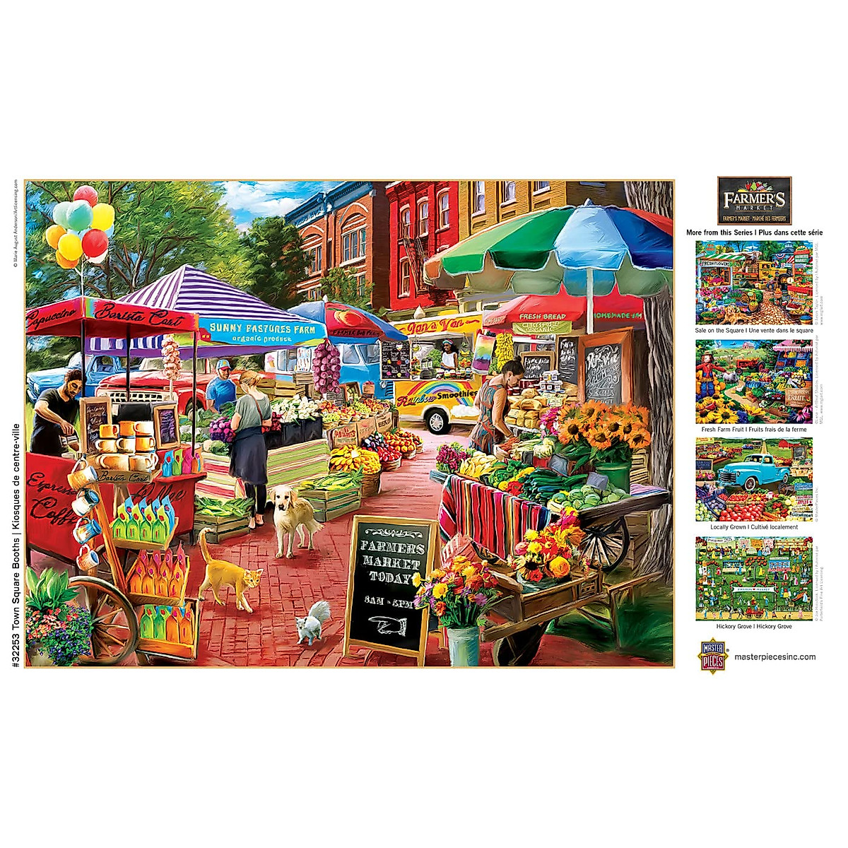 MasterPieces 750 Piece Jigsaw Puzzle for Adults, Family, Or Youth - Town Square Booths - 18"x24"