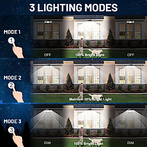 daphino Solar Lights Outdoor, 2500LM 252LEDs Solar Motion Lights Outside, 3 Head 355° Wide Angle Street Area Lights, IP67 Waterproof Spot Lights with 7.9 * 3.5in Tempered Glass Solar Panel(2 Pack)