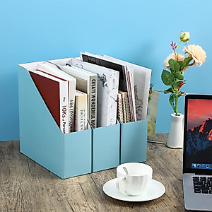 15 Pack Cardboard File Holder Organizers Blue Magazine File Holder Cardboard Document Rack Magazine File Srorage Magazine Storage Contains for Home Office School Desktop Supplies