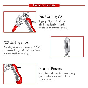 FOREVER QUEEN Red High Heels & Lipstick Charm fit Charms Bracelet 925 Sterling Silver Dangle Charm with Gift Box