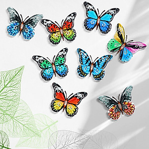 8 Pieces Metal Butterfly Wall Art Decor, 3D Butterfly Hanging Wall Decor Sculpture for Balcony Patio Living Room Garden Outdoor Fence Decoration (Stylish Style)