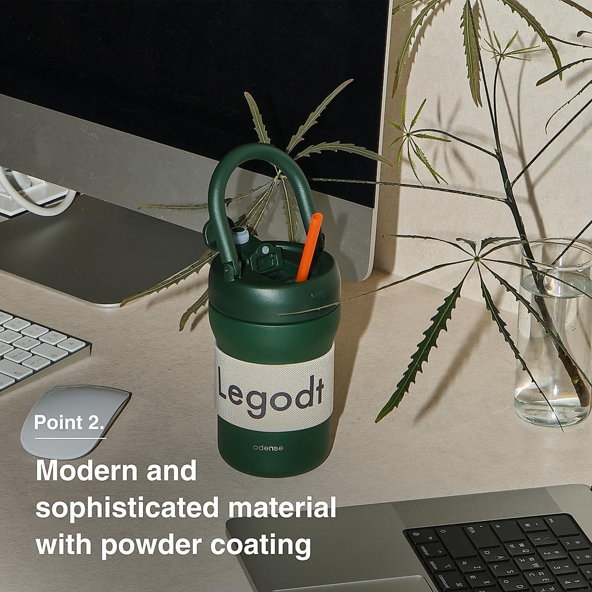 Odense Legodt 2 Way Tumbler 15.2oz with 2 in 1 Lid & Flexible Handle - Straw Available Insulated Travel Coffee Mug with Leak Proof - Double Stainless Steel - Christmas Gifts for Mom (Vanilla Cream)