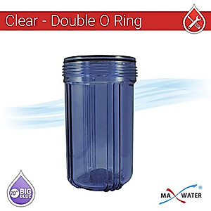 1 Pack 10" BB Clear Whole House Water System Filter Housing 1" NPT Brass Ports w/Pressure Release, Wrench and Bracket
