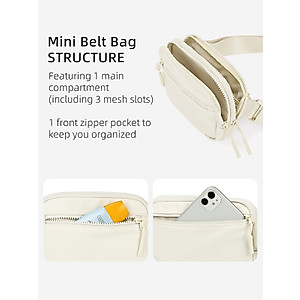 WESTBRONCO Fanny Packs for Women Men, Belt Bag with 4 Zipper Pockets, Fashion Waist Packs, Lightweight Crossbody Bags with Adjustable Strap for Workout/Running/Hiking (Beige)