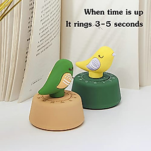 NUOSWEK Cute Bird Timer for Kids, Mechanical Kitchen Timer, Wind Up 60 Minutes Manual Countdown Timer for Classroom, Home, Study and Cooking (Yellow Bird)