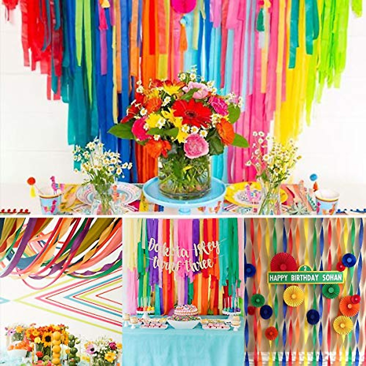 Crepe Paper Streamers: 12 Rolls, 12 Colors for Any Party!