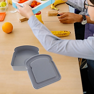 Ipetboom 4pcs Sandwich Containers Toast Shape Sandwich Box with Lid Food Storage Containers Lunch Containers for Meal Prep and Lunch Boxes - Grey, 5.1x4.8x1.6 Inch