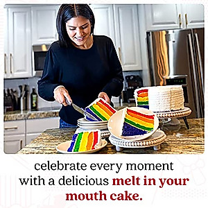 David's Cookies Layered Rainbow Cake 10" - Pre-sliced 14 pcs. Fresh Gourmet Bakery Dessert With 5 Bright and Colorful Layers, Great Gift Idea for Women, Men and Kids