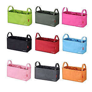 LTDH Stroller Organizer Bag Waterproof Insert Bag Universal Stroller Storage Bag For Baby Accessory Organizer With 7 Partition (Pink)