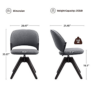 PSNL Mid-Century Modern Swivel Accent Chair Comfortable Home Office Computer Desk Chair No Wheels for Living Room with Breathable Fabric Upholstered Wood Legs (Armless, Dark Grey)